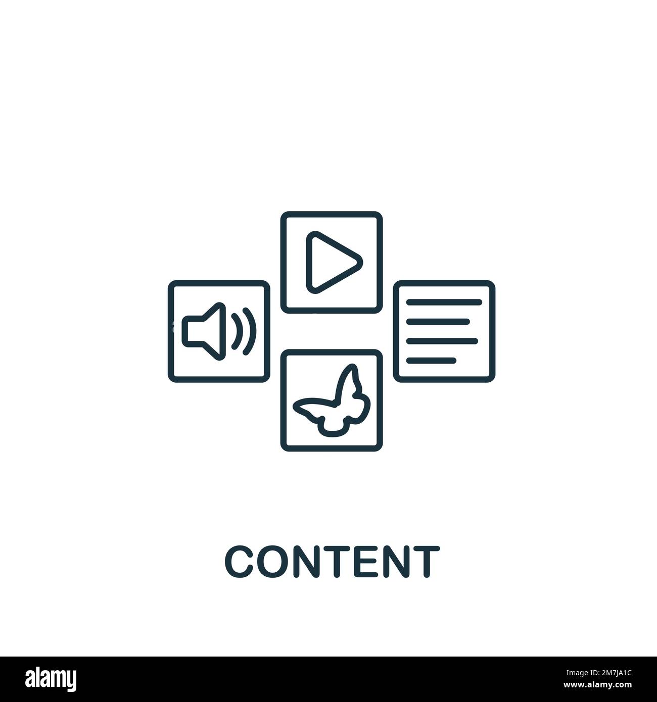 Content icon. Simple line element project planning symbol for templates ...