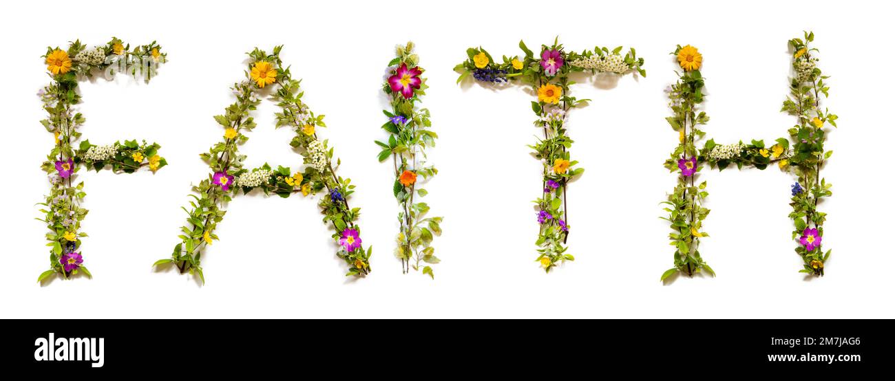 Blooming Flower Letters Building English Word Faith Stock Photo - Alamy