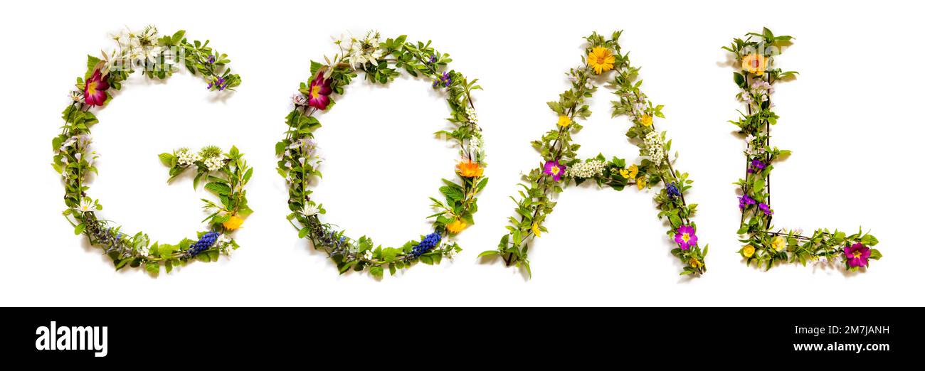 Blooming Flower Letters Building English Word Goal Stock Photo - Alamy