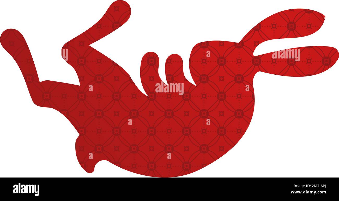Red silhouette of cute bunny. Rabbit icon. Zodiac animals Stock Vector ...
