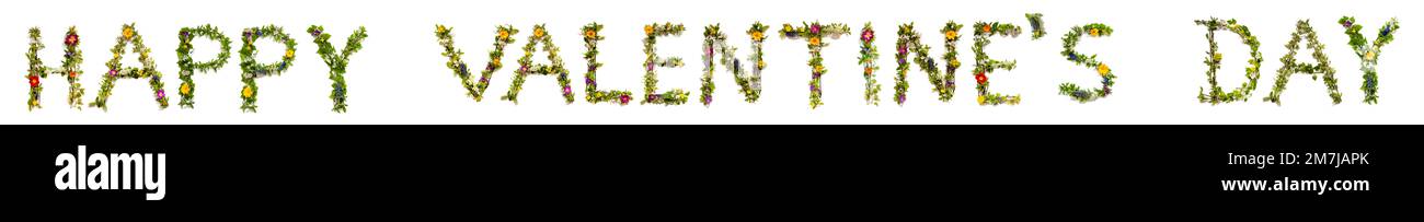 Blooming Flower Letters Building English Text Happy Valentines Day ...