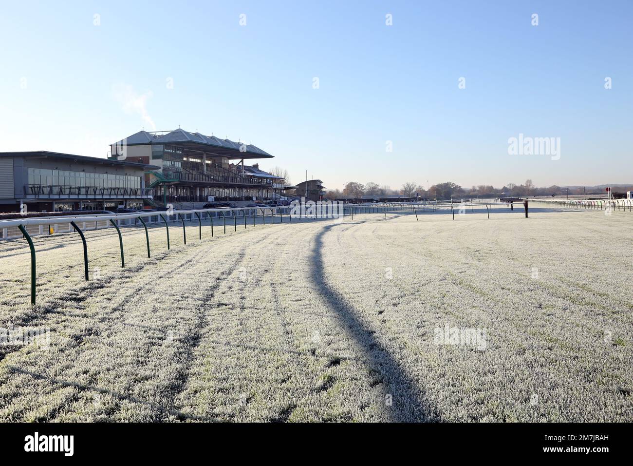 The frozen race course at Warwick in December 2022 resulted in racing ...