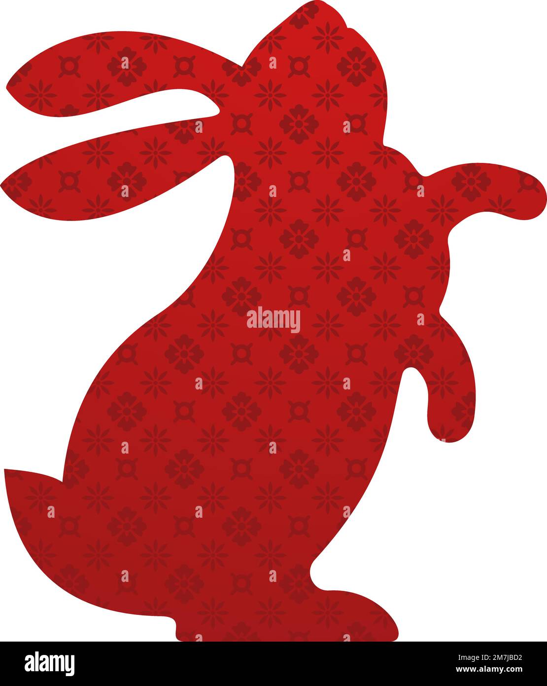 Red silhouette of cute bunny. Rabbit icon. Zodiac animals Stock Vector ...