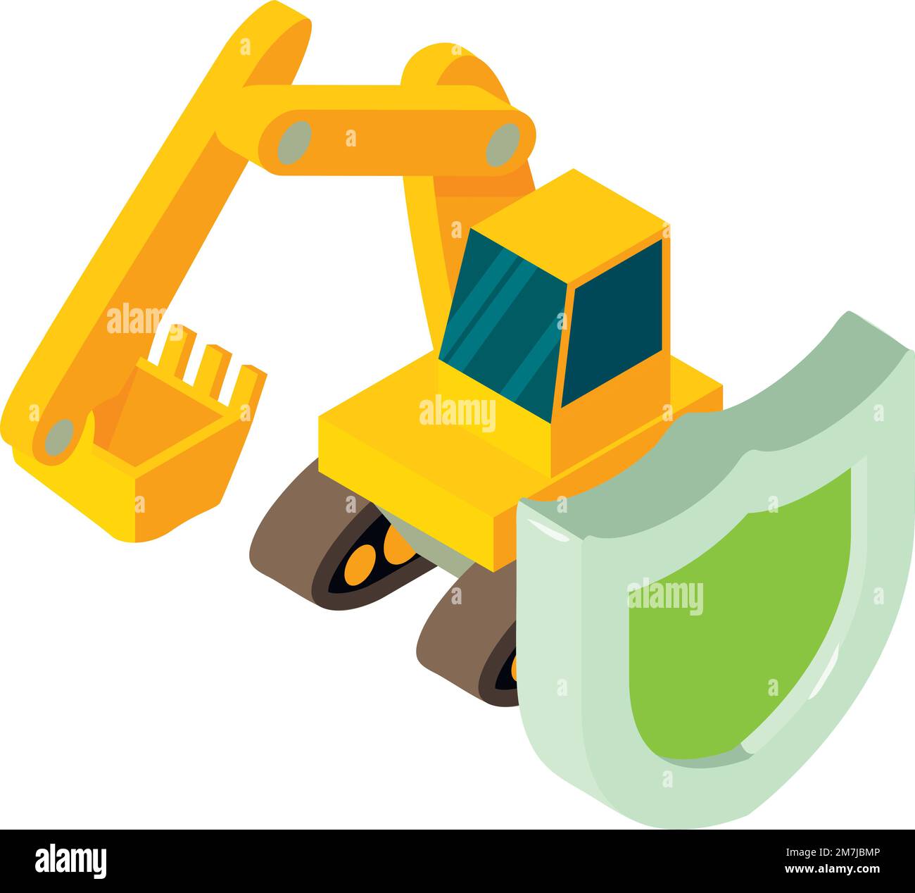 Construction machinery icon isometric vector. Shield, construction ...
