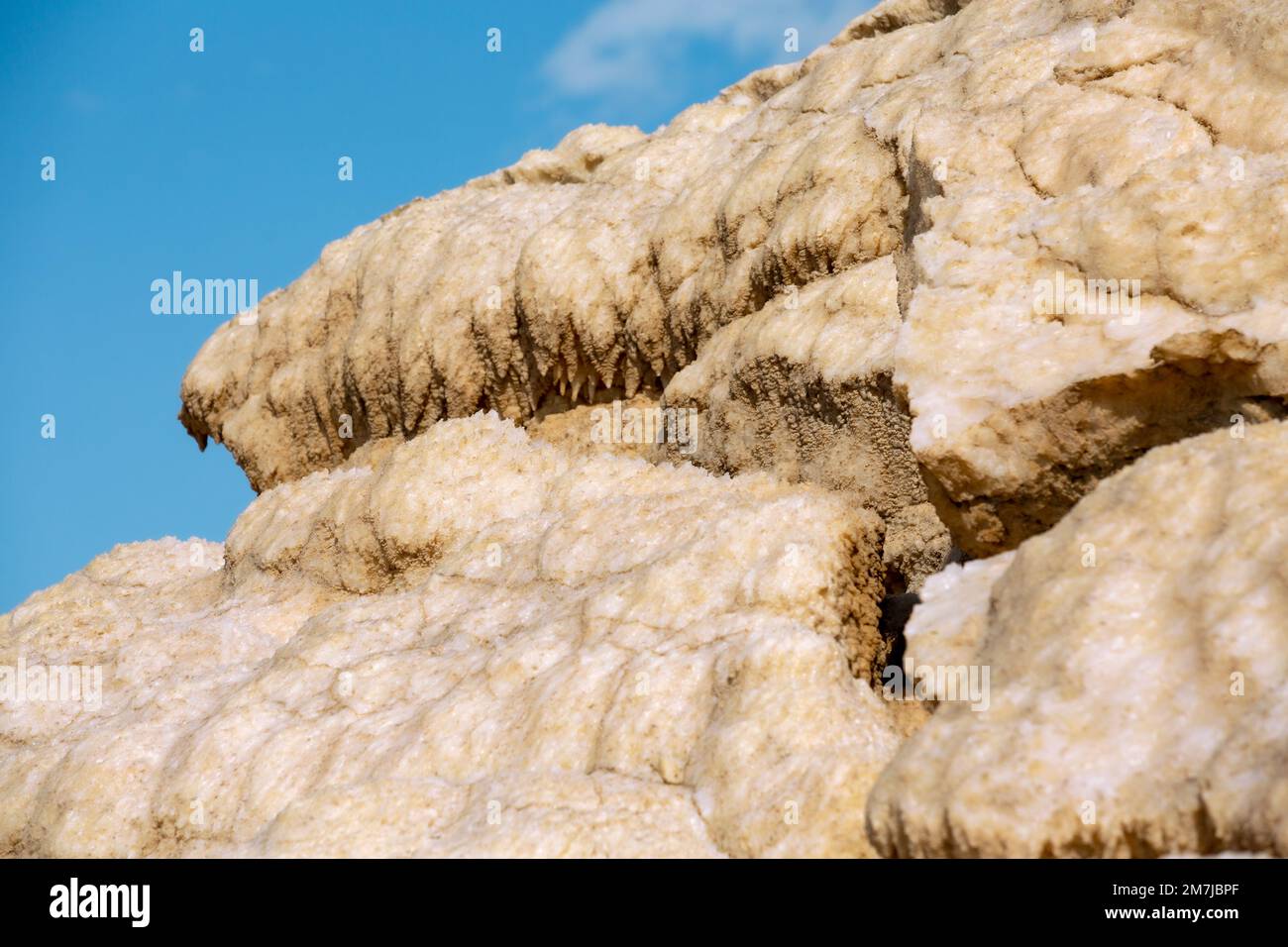 Natural salt stalactites crystals at the Dead Sea, lowest point on ...