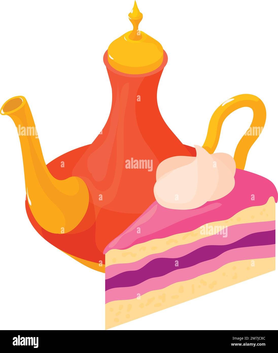 Arabic coffee icon isometric vector. Traditional coffee pot and fruit ...