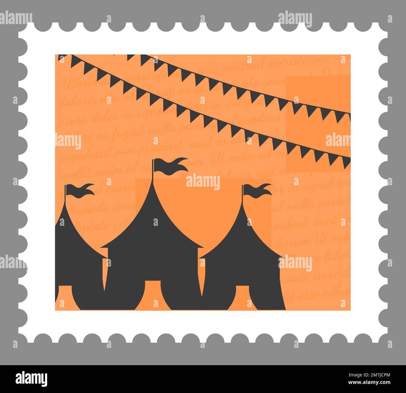 Attraction and amusement, tents and flags postcard Stock Vector Image ...