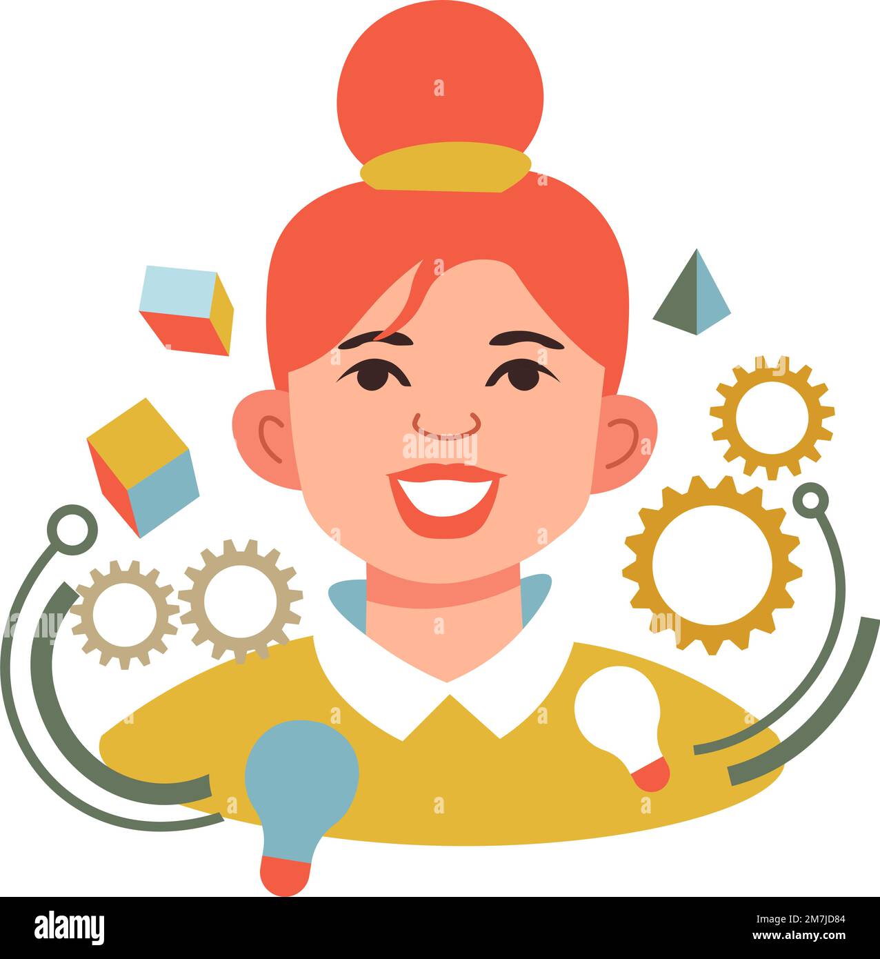 Woman Brainstorming Thinking About Project Vector Stock Vector Image