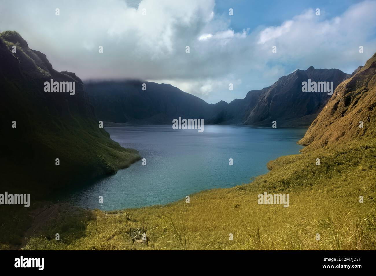 View of Lake Pinatubo, crater lake at Mount Pinatubo, Zambales, Luzon ...
