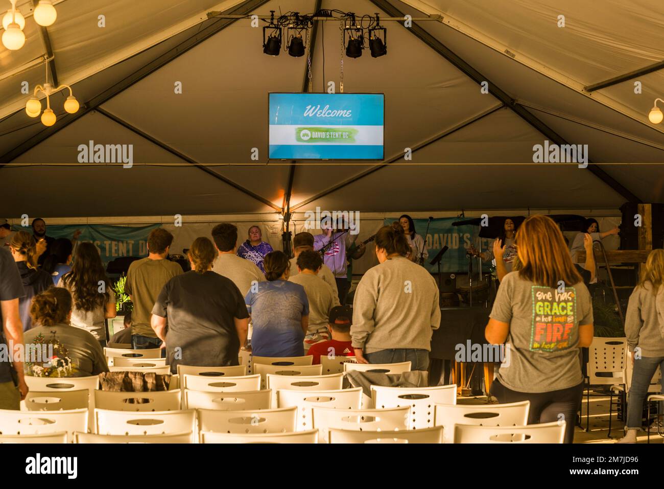 People attending 'David’s Tent DC, Christian worship and a gathering ...