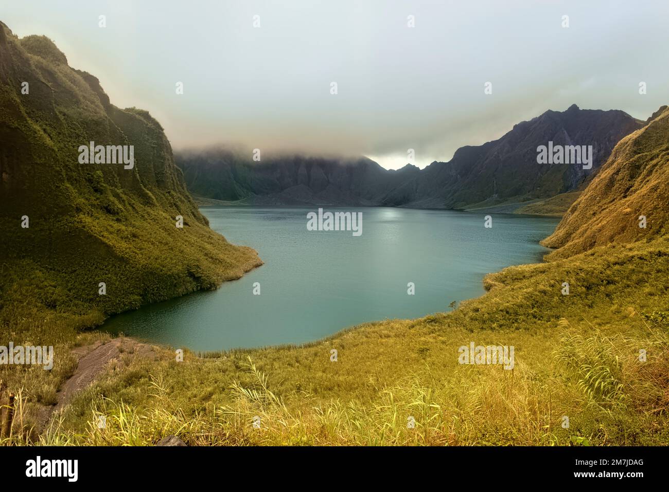 View of Lake Pinatubo, crater lake at Mount Pinatubo, Zambales, Luzon ...