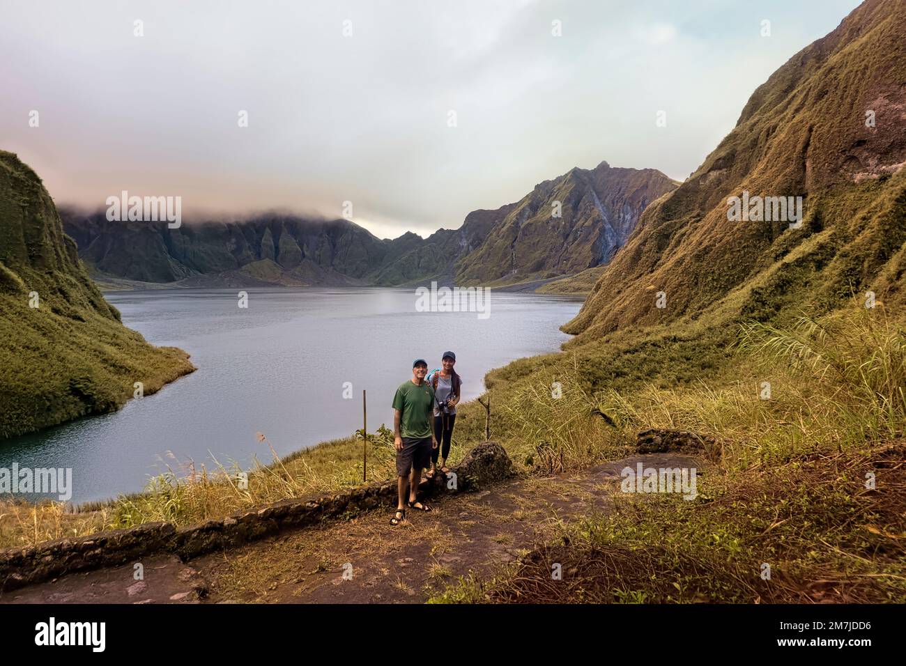 View of Lake Pinatubo, crater lake at Mount Pinatubo, Zambales, Luzon ...