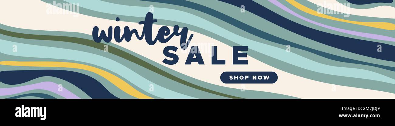 Winter sale colorful banner. Abstract organic wavy shapes background ...