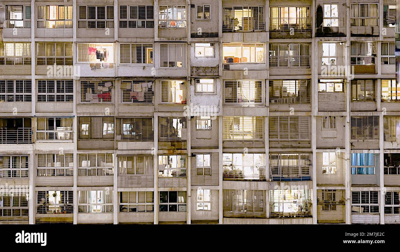 A closeup of a multistory residential building's windows Stock Photo ...