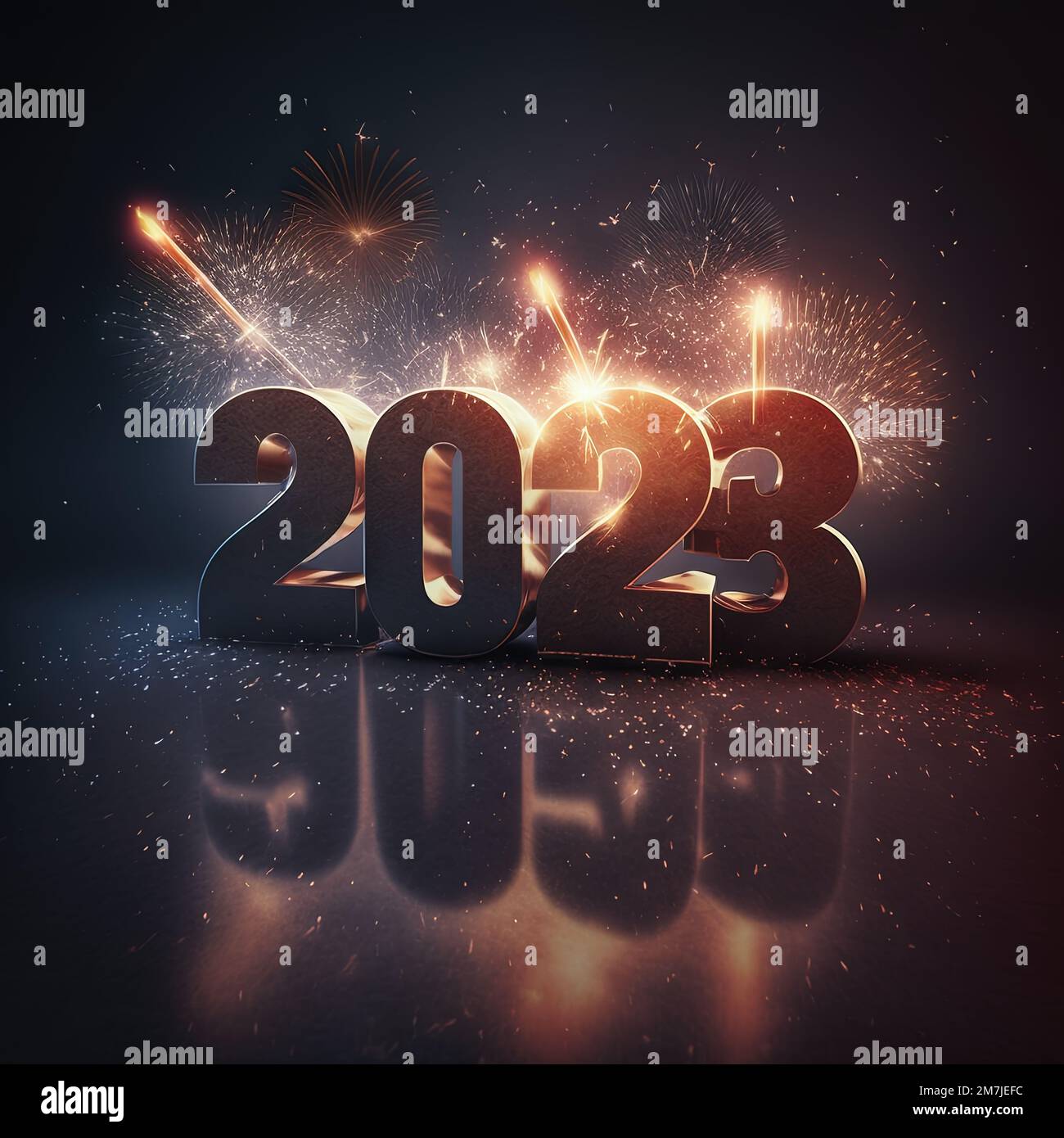 2023 Celebration with Fireworks, ai generated Stock Photo - Alamy