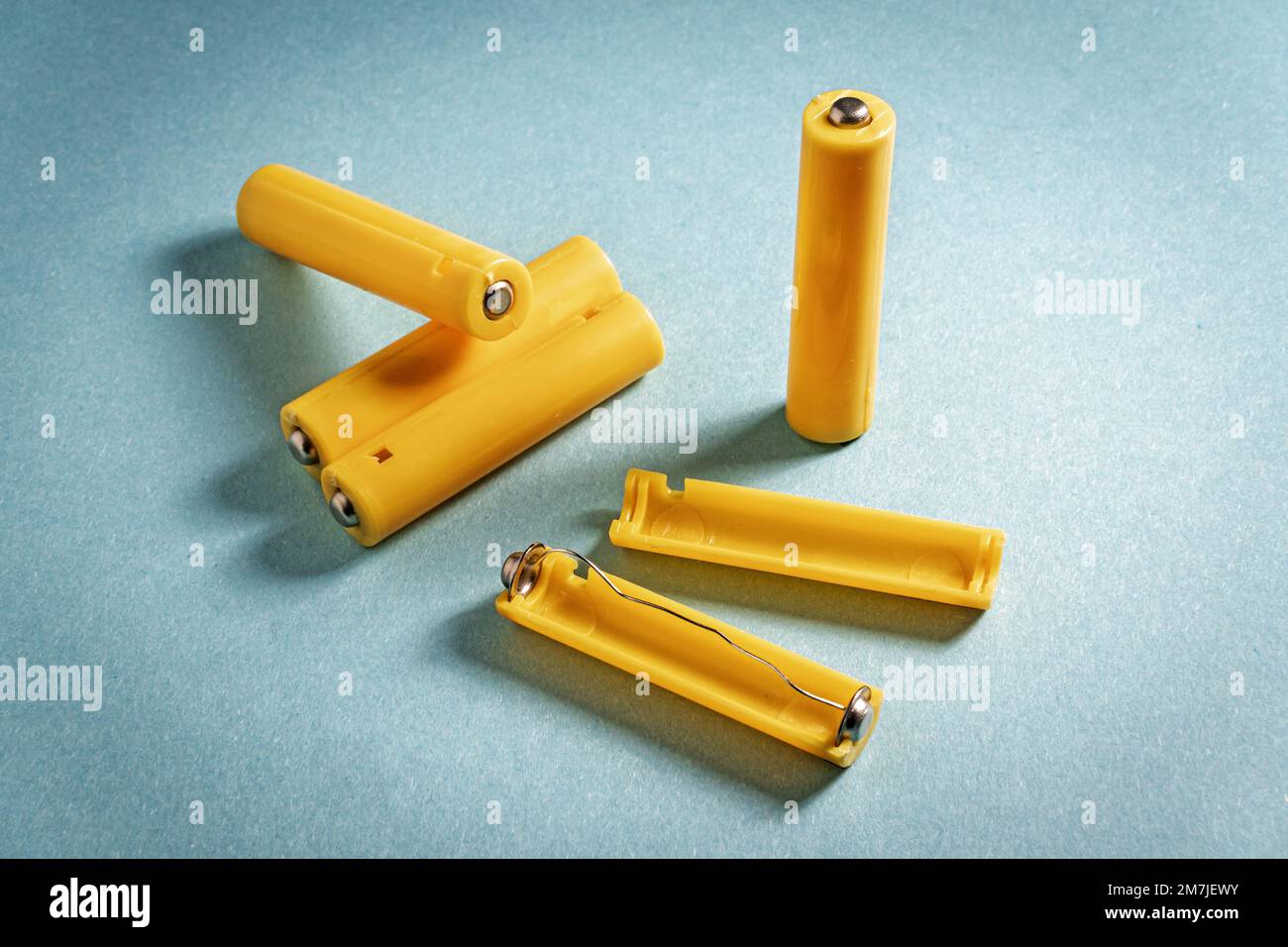 Battery placeholder cylinder hot dummy fake battery set Stock Photo - Alamy