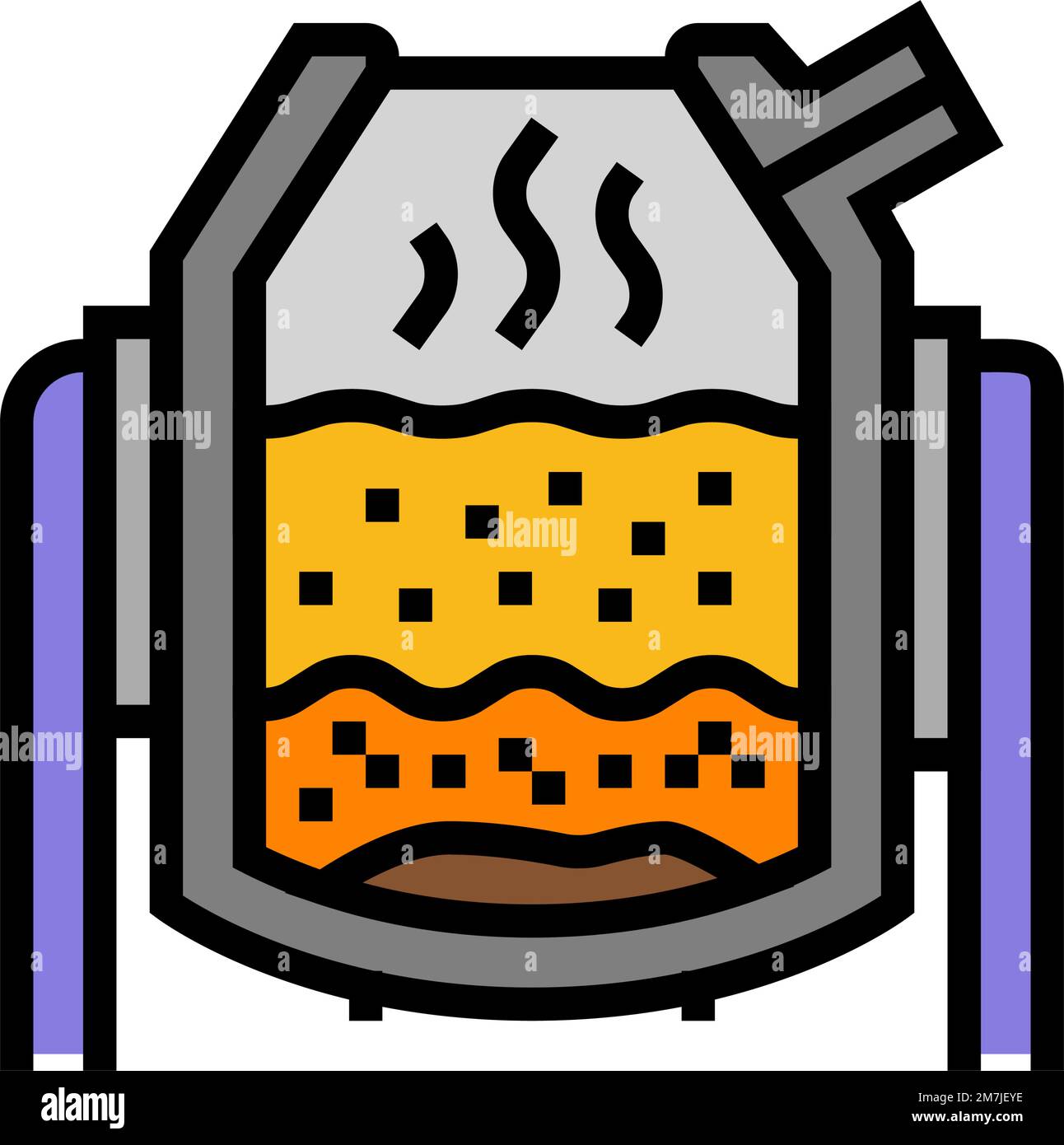 basic oxygen furnace steel production color icon vector illustration ...