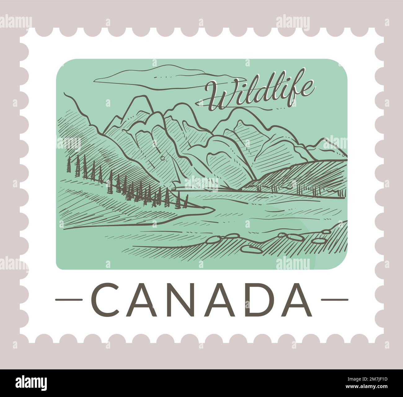 Canada wildlife, postcard with landscape vector Stock Vector Image ...