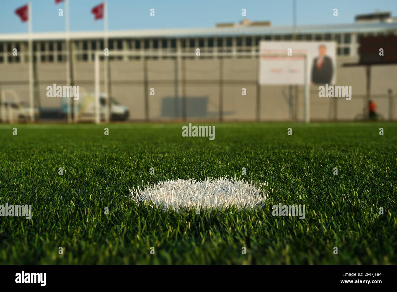 Close up shot of a penalty spot in football pitch Stock Photo - Alamy