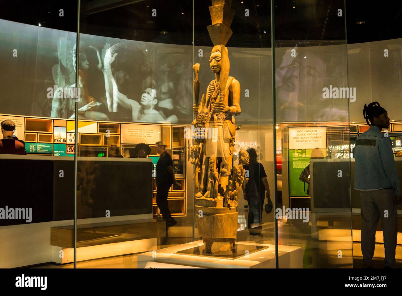 African sculpture in the middle of one of the galleries, National Museum of African American ...