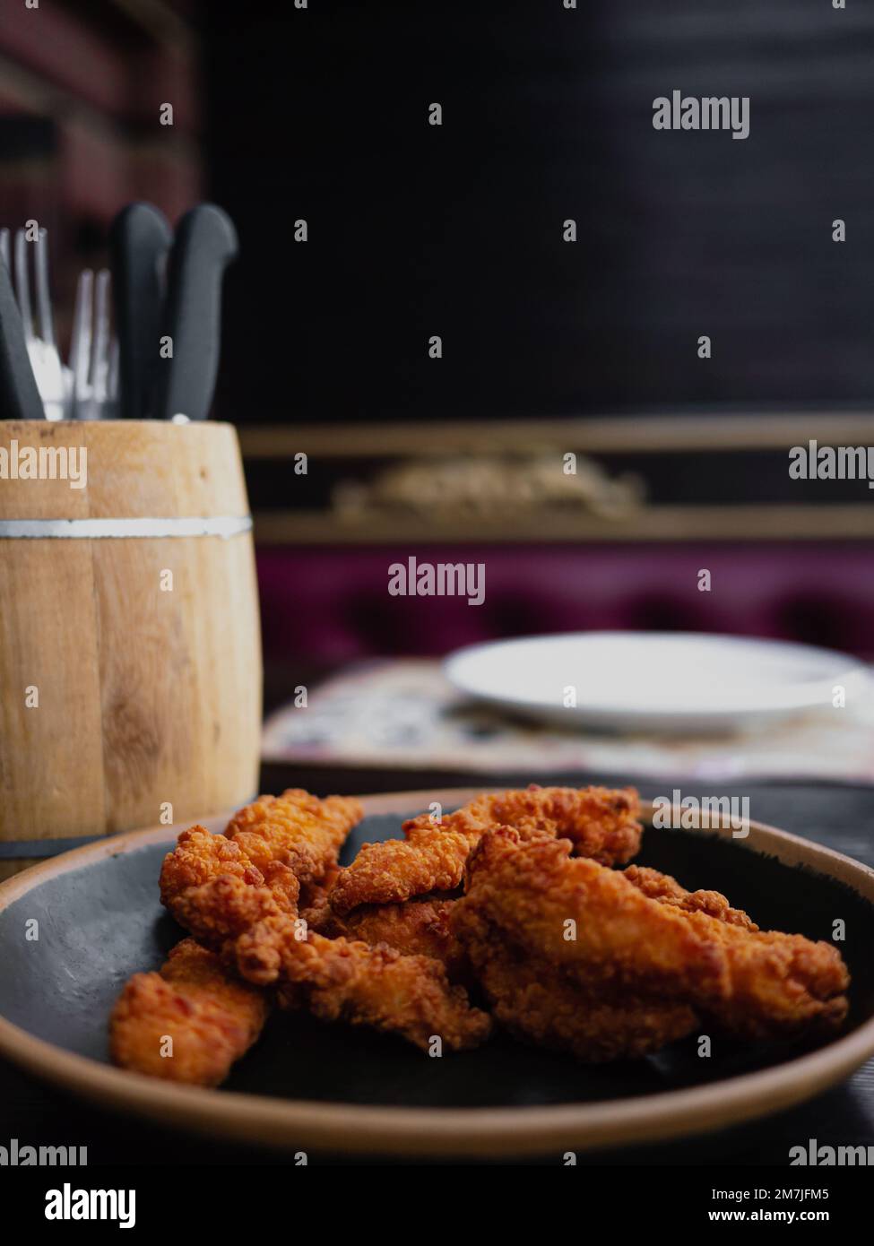 tasty dish of chicken fried. Golden and crunchy sticks of chicken ...