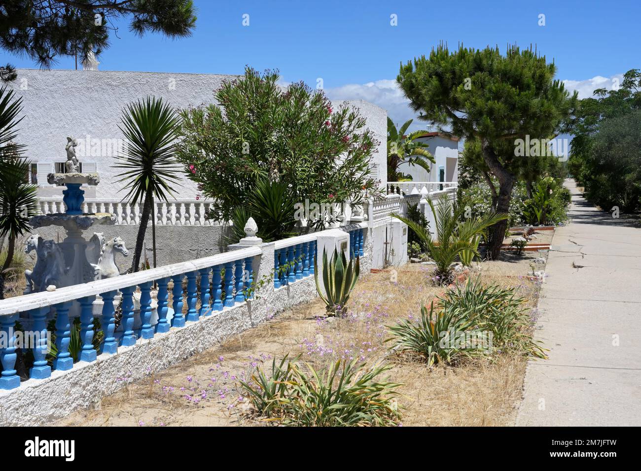 Farol village pedestrian streets, Culatra Island, Olhao, Algarve ...