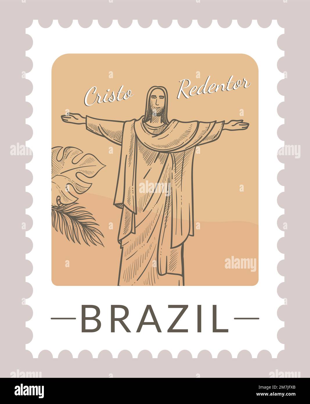 Brazil Cristo redentor postmark with statue vector Stock Vector Image ...