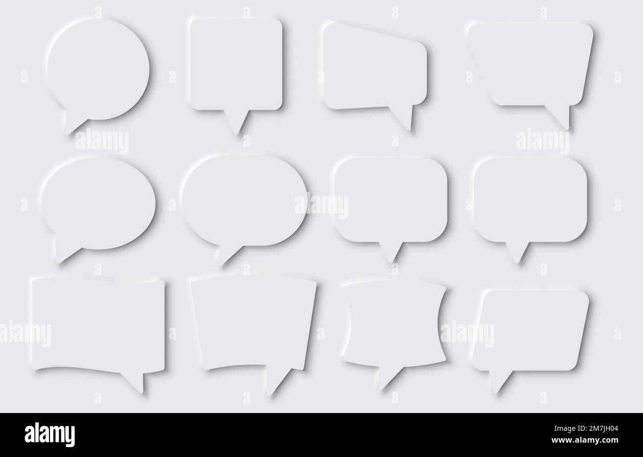 Set of speech bubble shaped. Neumorphic UI Design Elements. Vector ...