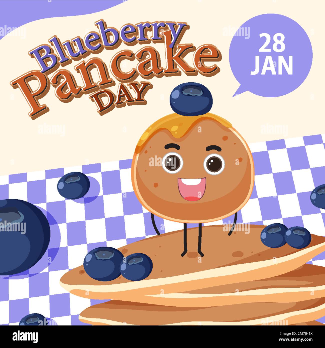 National Blueberry Pancake Day Banner Day illustration Stock Vector ...
