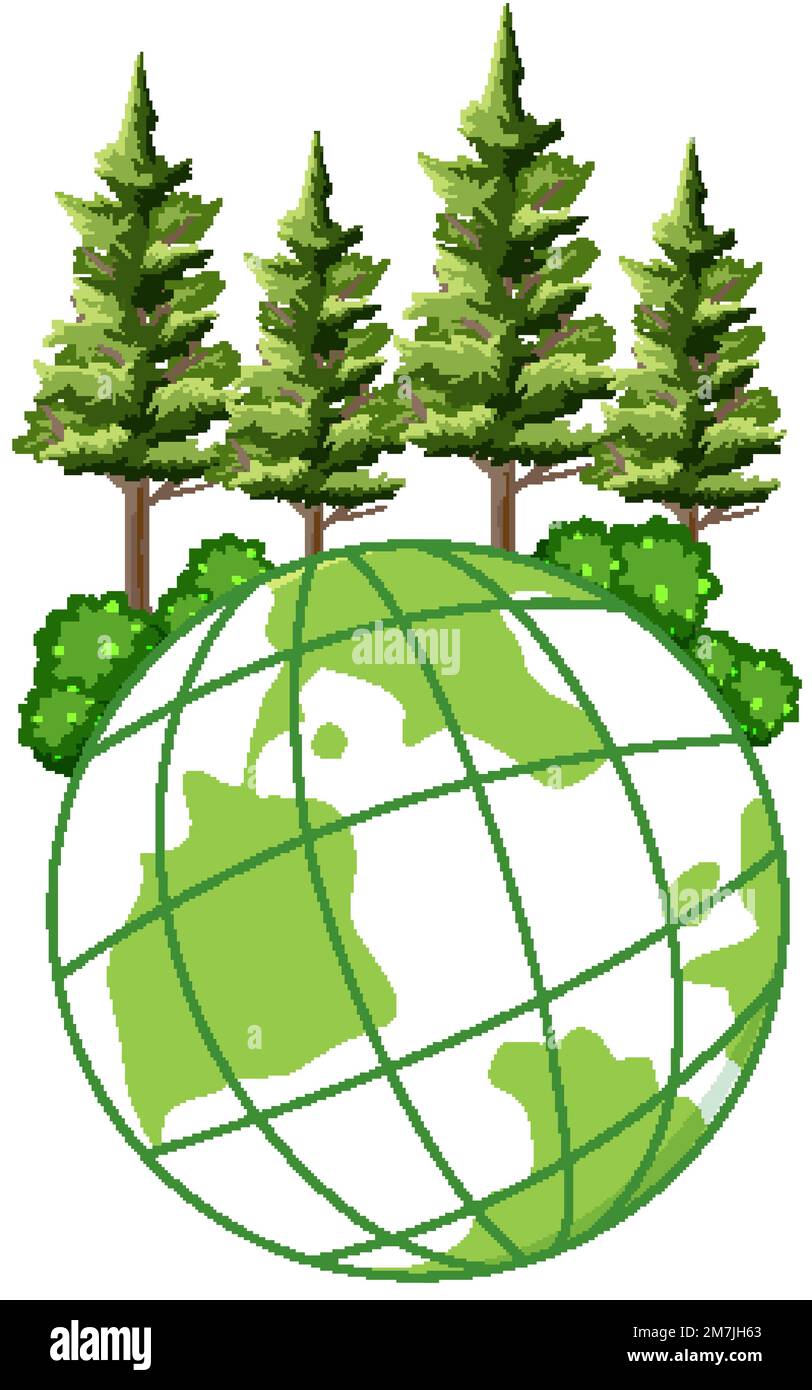 Tree forest on globe vector illustration Stock Vector Image & Art - Alamy
