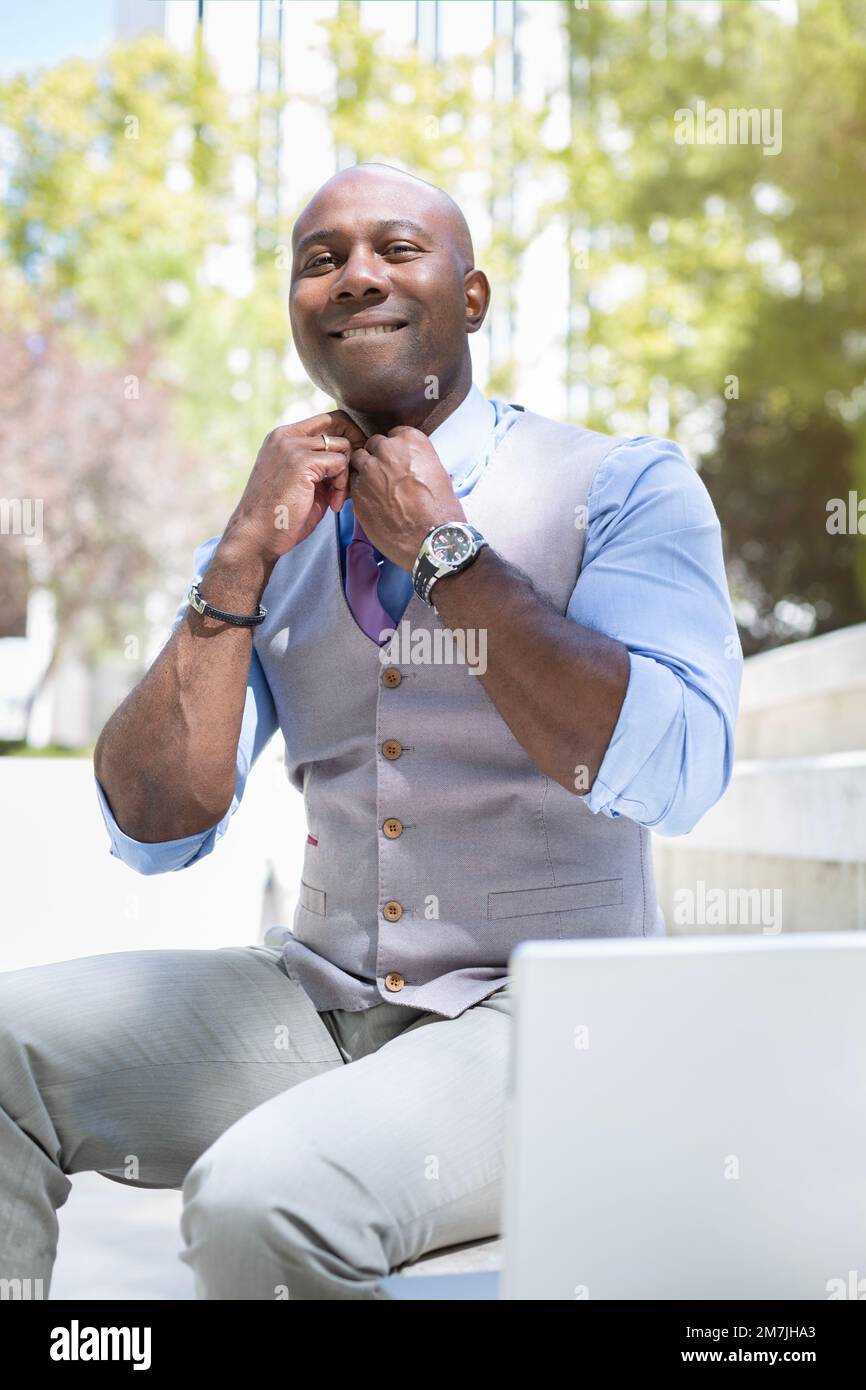 Portrait of successful African-American businessman outdoors Stock ...