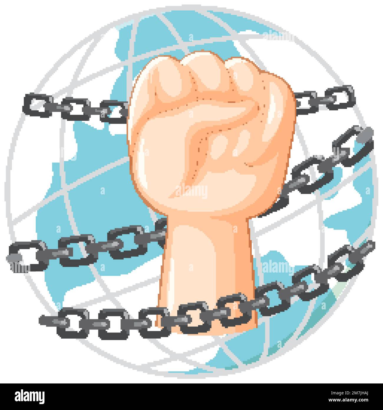 A fist hand on chained globe illustration Stock Vector Image & Art - Alamy