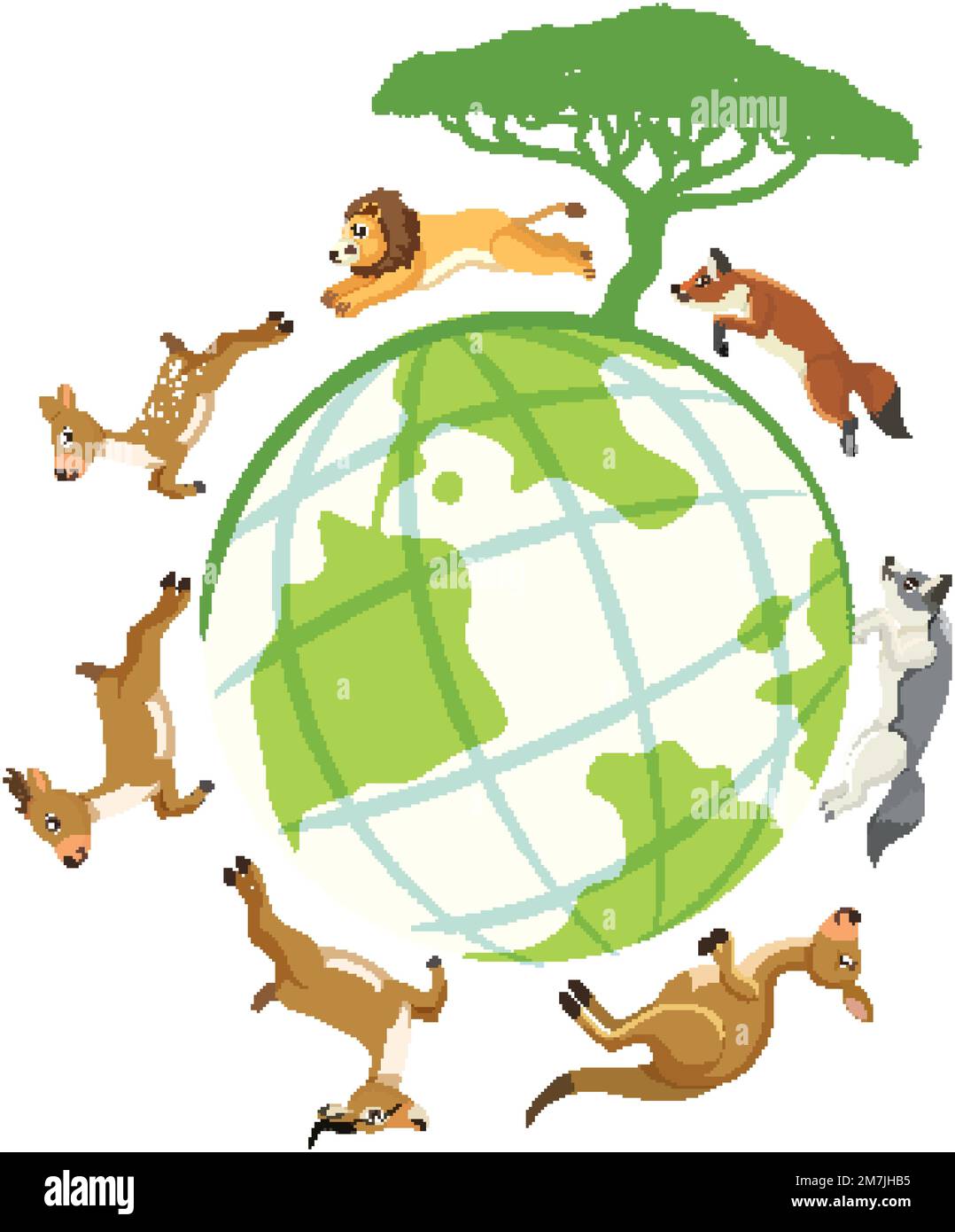 Animals standing on earth planet illustration Stock Vector Image & Art ...