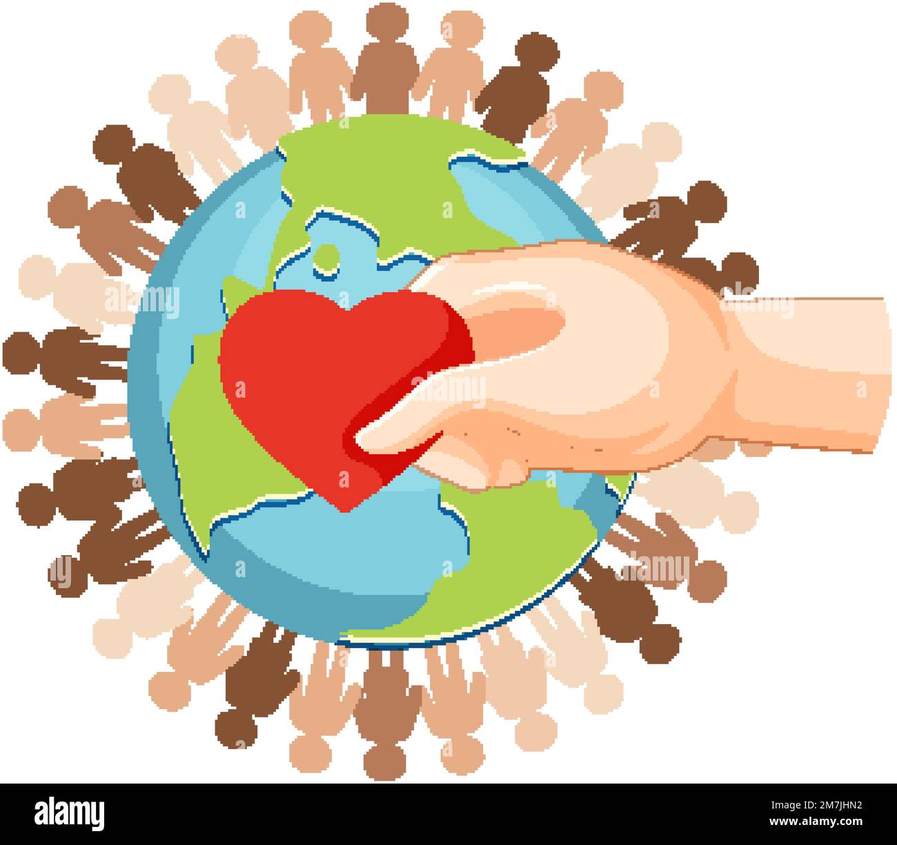 Human icon surrounding earth globe illustration Stock Vector Image ...