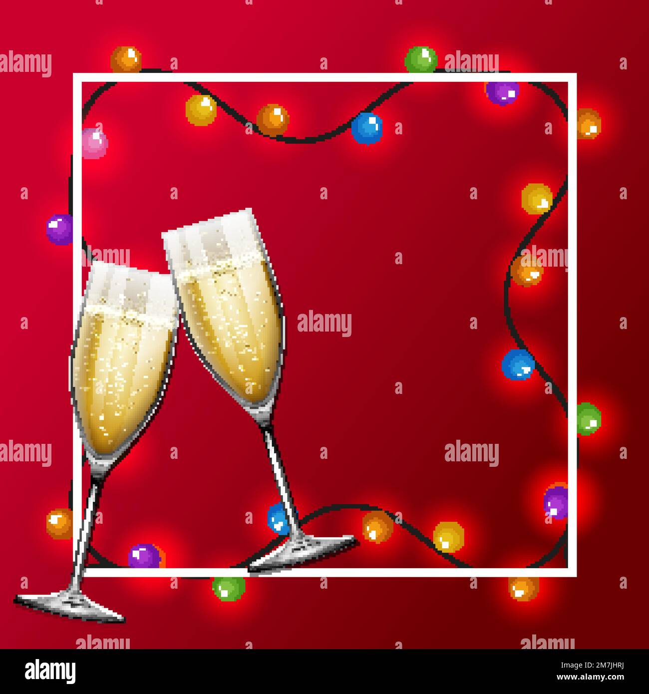 Champagne on decorative lighting red background illustration Stock ...