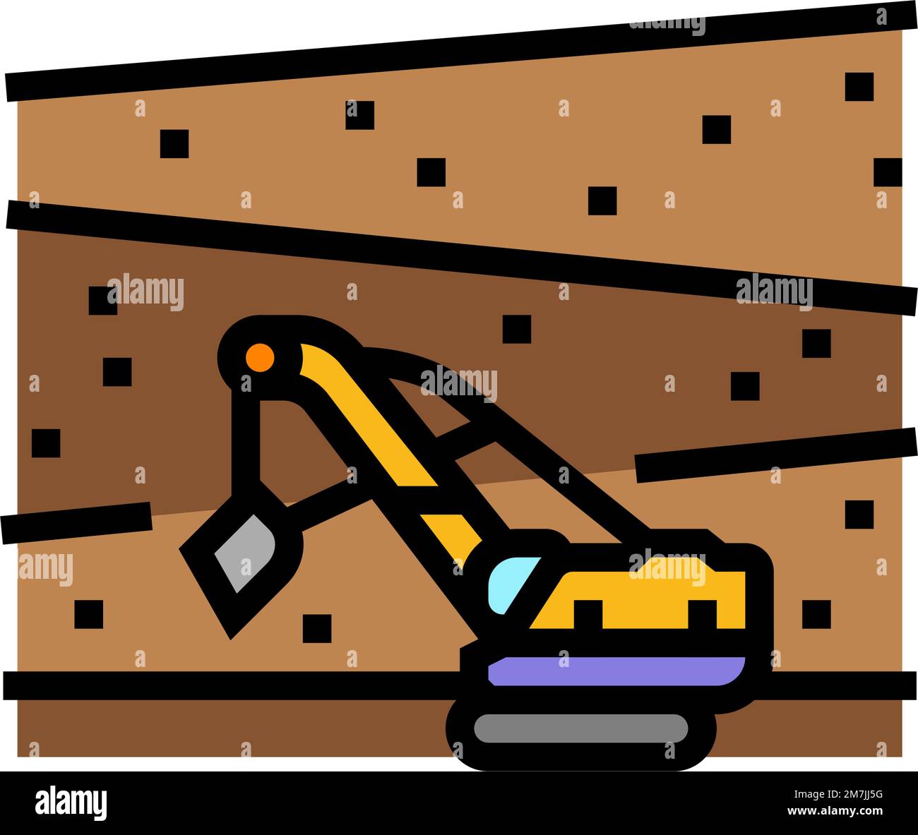 open pit mine steel production color icon vector illustration Stock ...