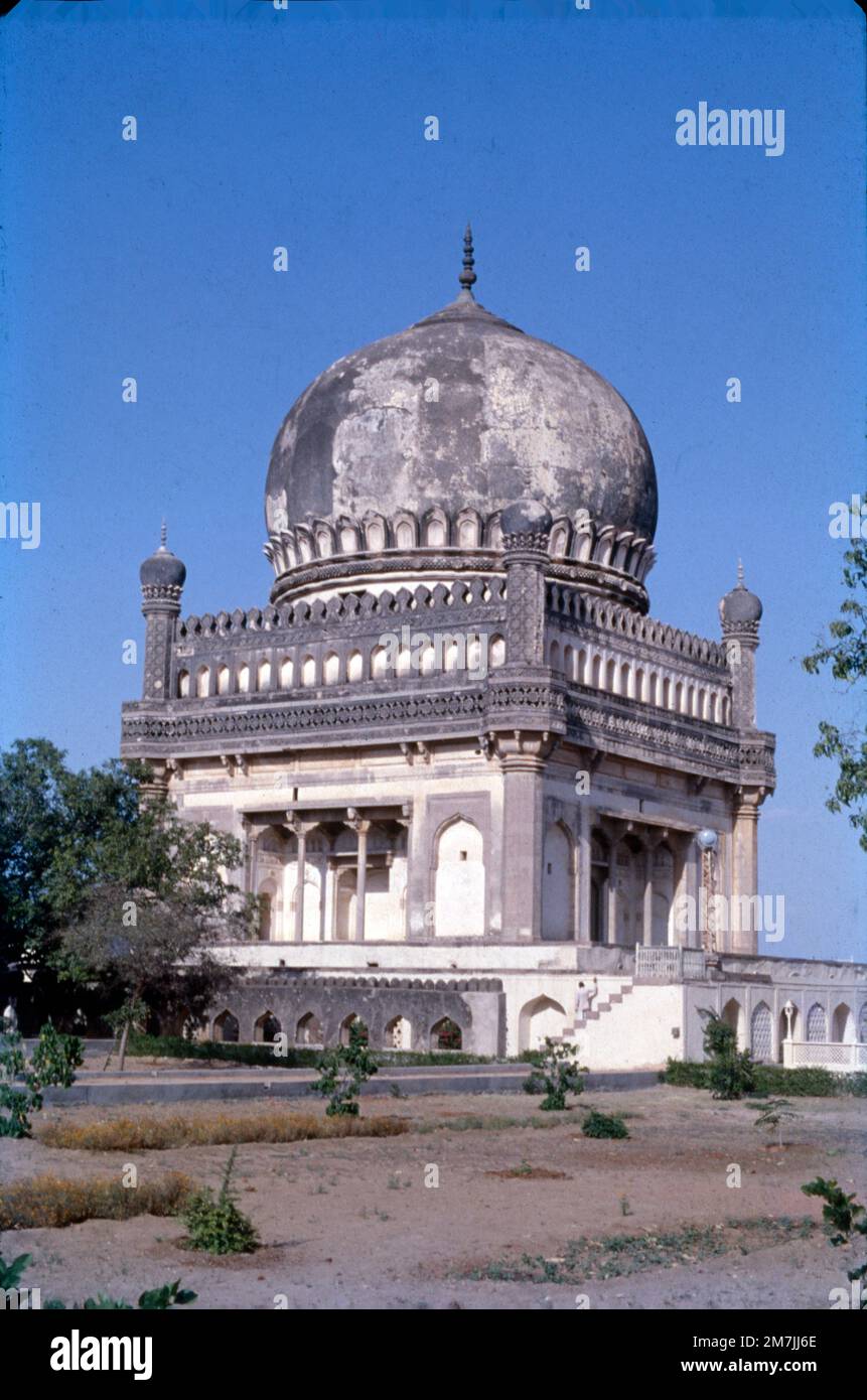 The Qutub Shahi Tombs are located in the Ibrahim Bagh, close to the ...
