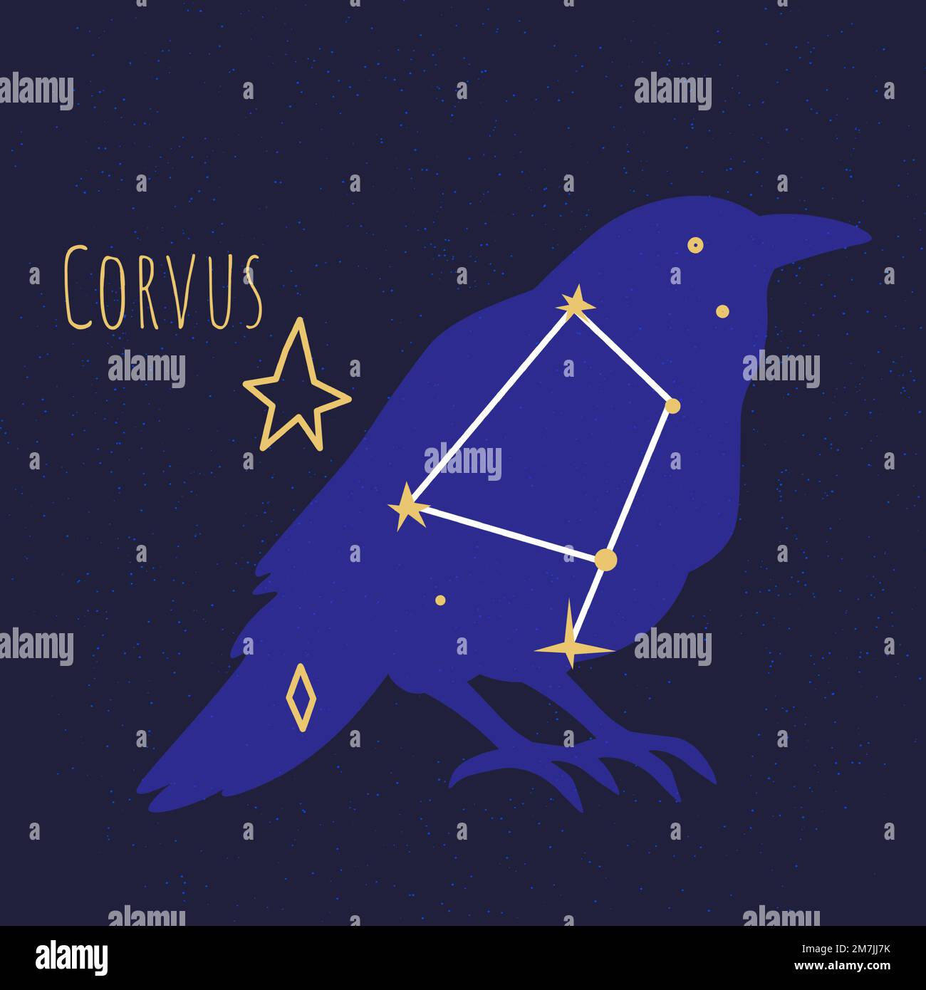 Constellation of corvus, star shape in form of bird Stock Vector Image ...