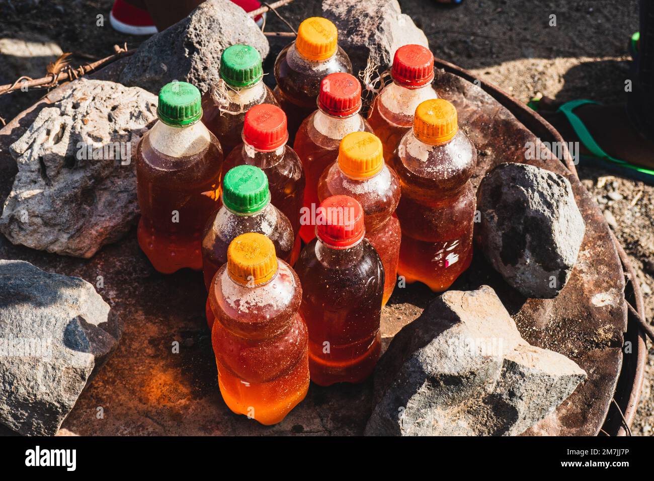 Fish oil extraction at El Molo Village in Turkana County, Kenya Stock ...