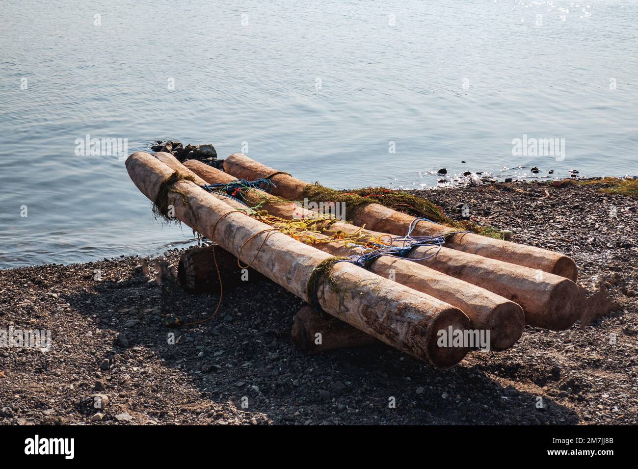 A fishing boat at El Molo Village at the shores of Lake Turkana, Kenya ...