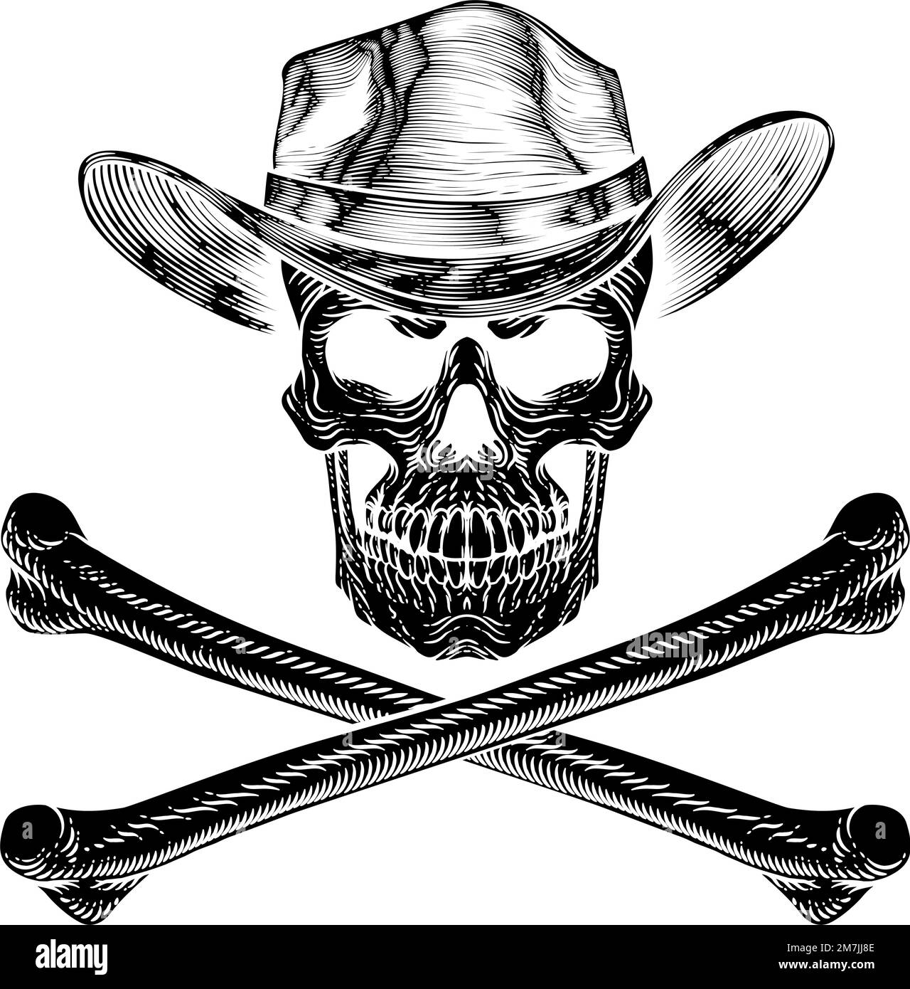 Cowboy Hat Western Skull Pirate Cross Bones Stock Vector Image & Art ...