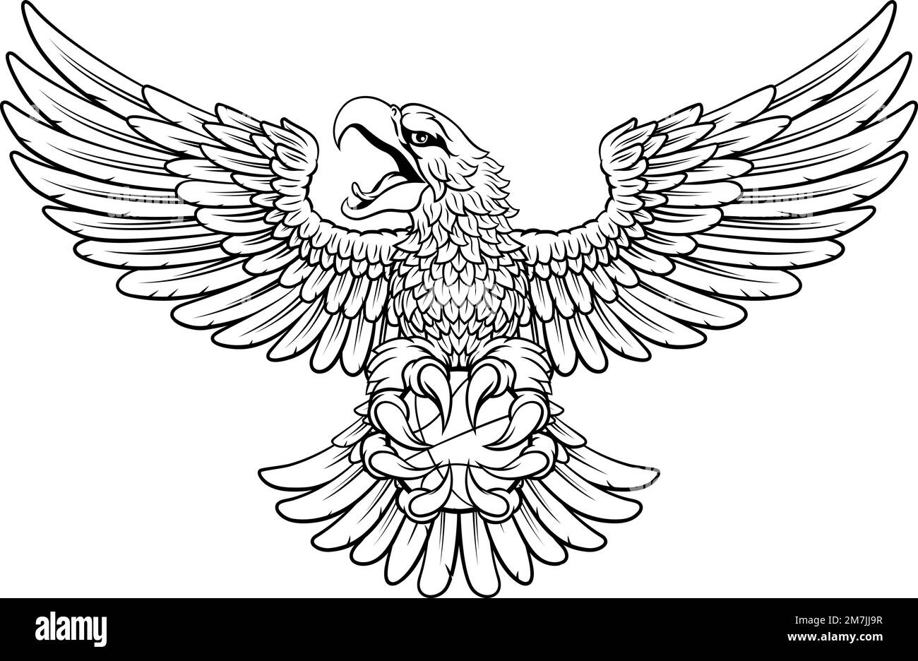 Bald Eagle Hawk Flying Basketball Ball Claw Mascot Stock Vector Image ...