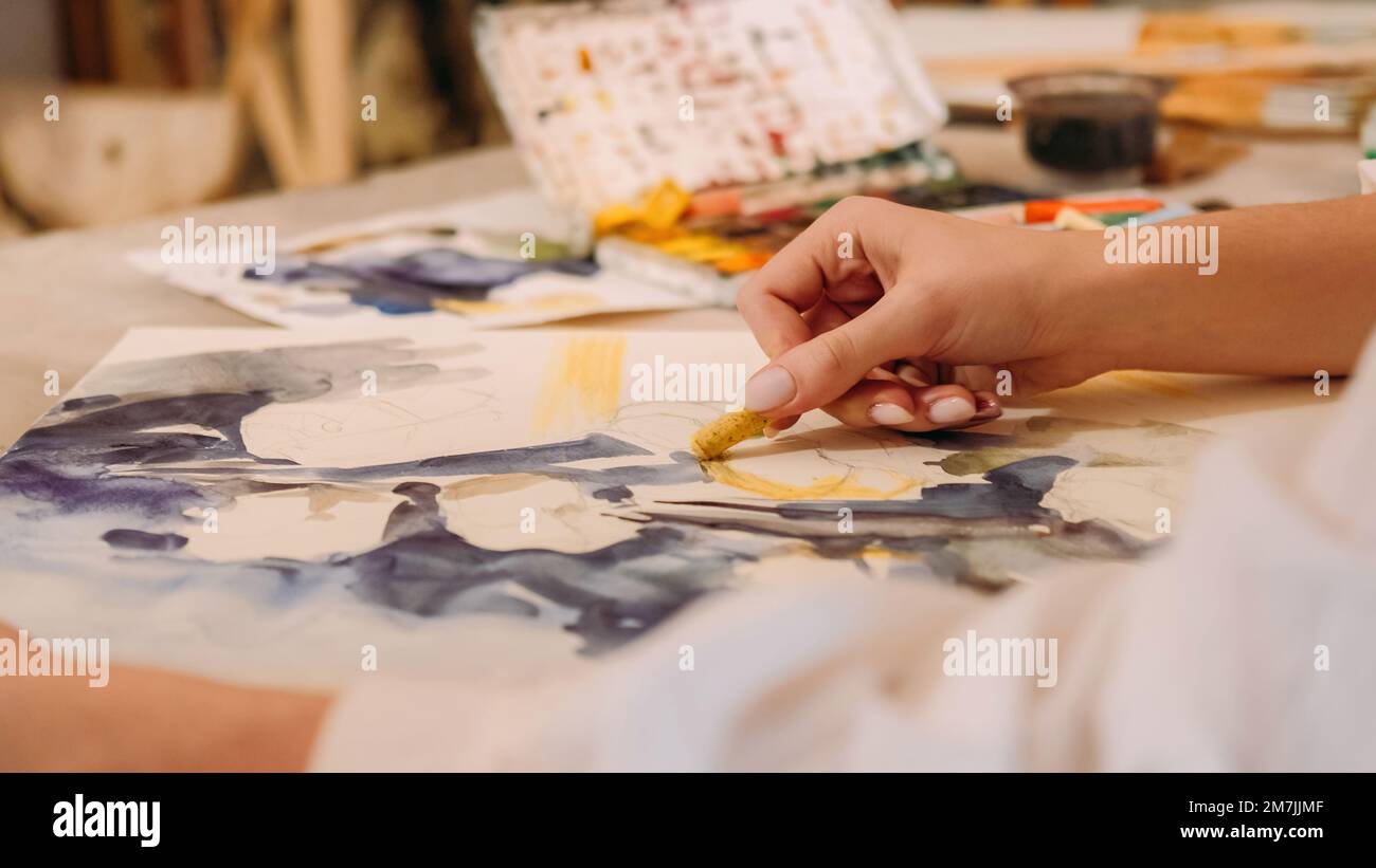 painting art creative process artist hand artwork Stock Photo - Alamy
