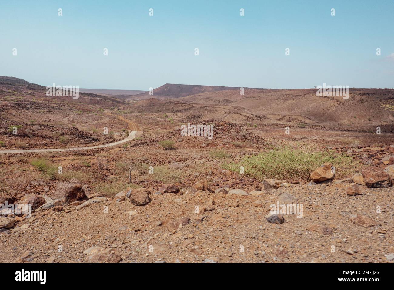 Scenic view of the panaramic desert landscapes in Loiyangalani in ...