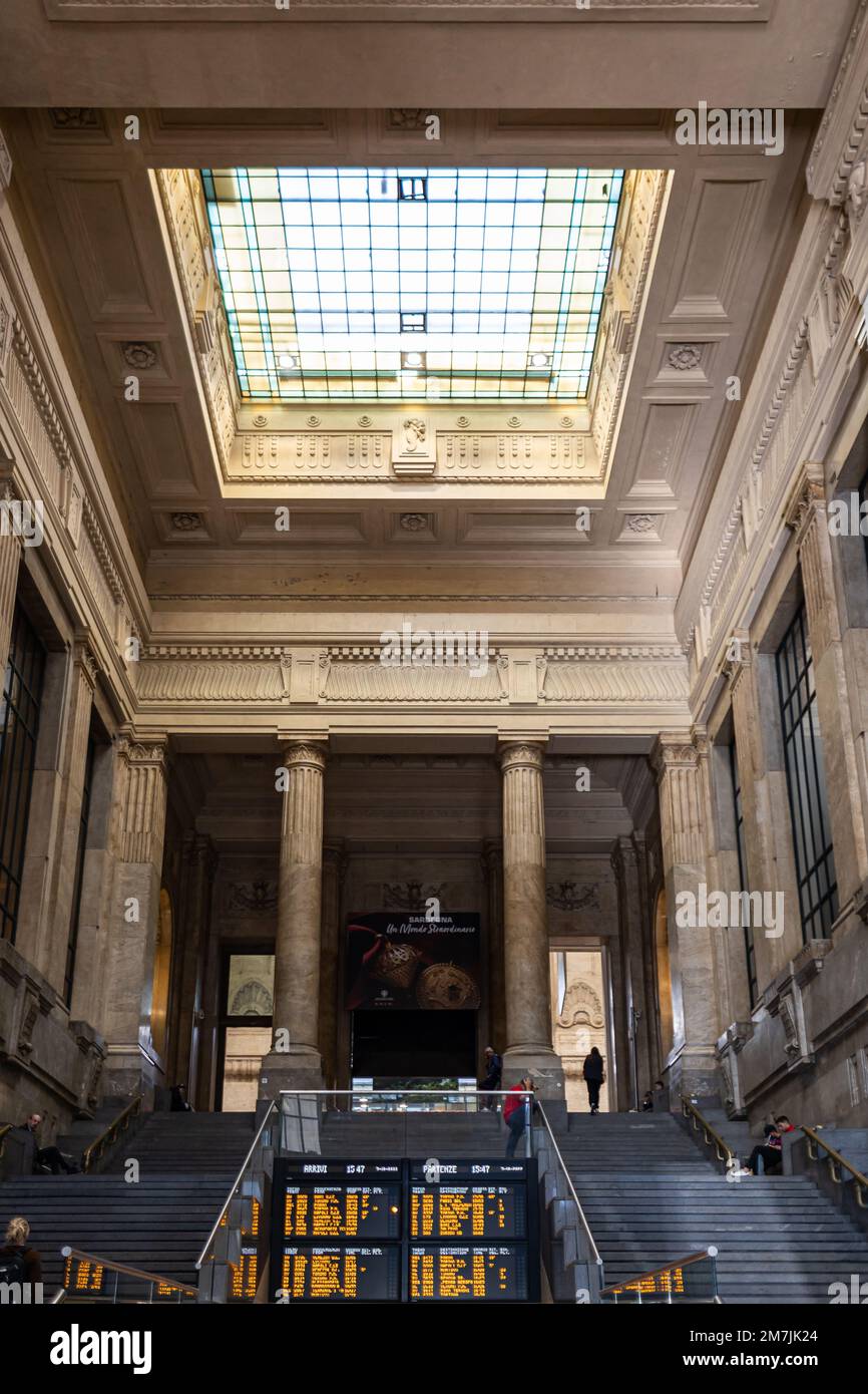 Milan, Italy, Architectural detail from the Milano Centrale, the main ...