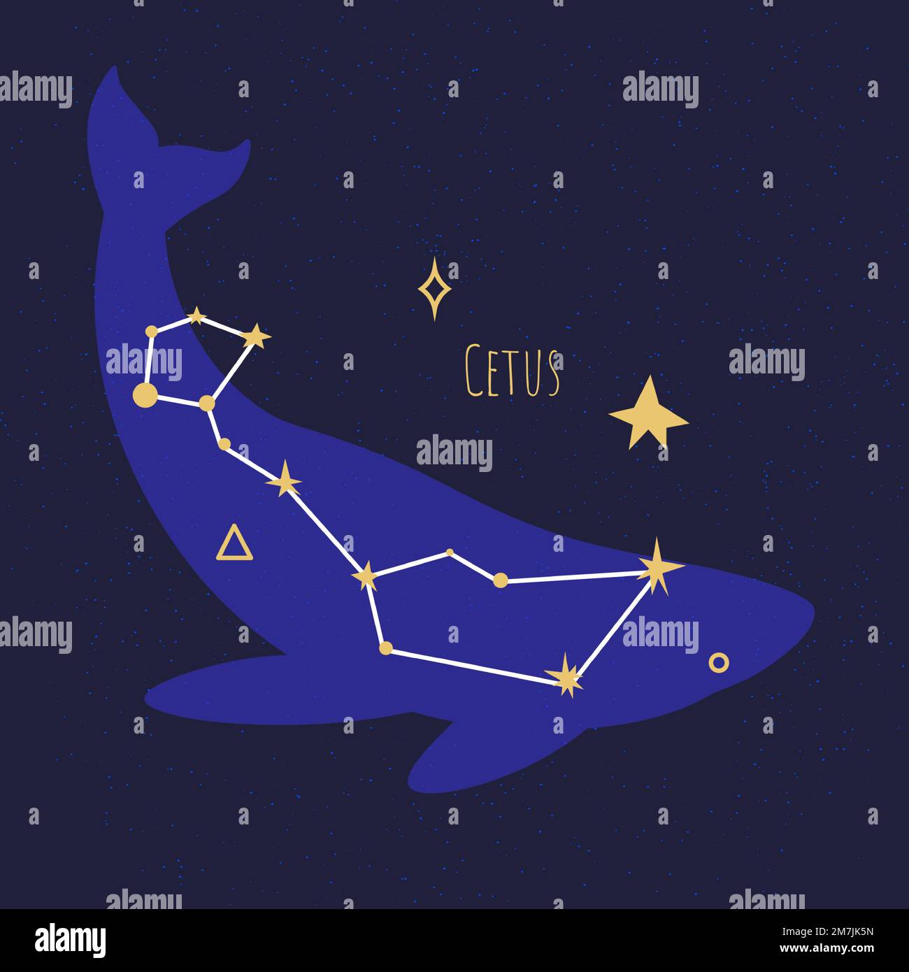 Star formation or pleiad making shape of whale. Constellation of cetus, astrology and ...