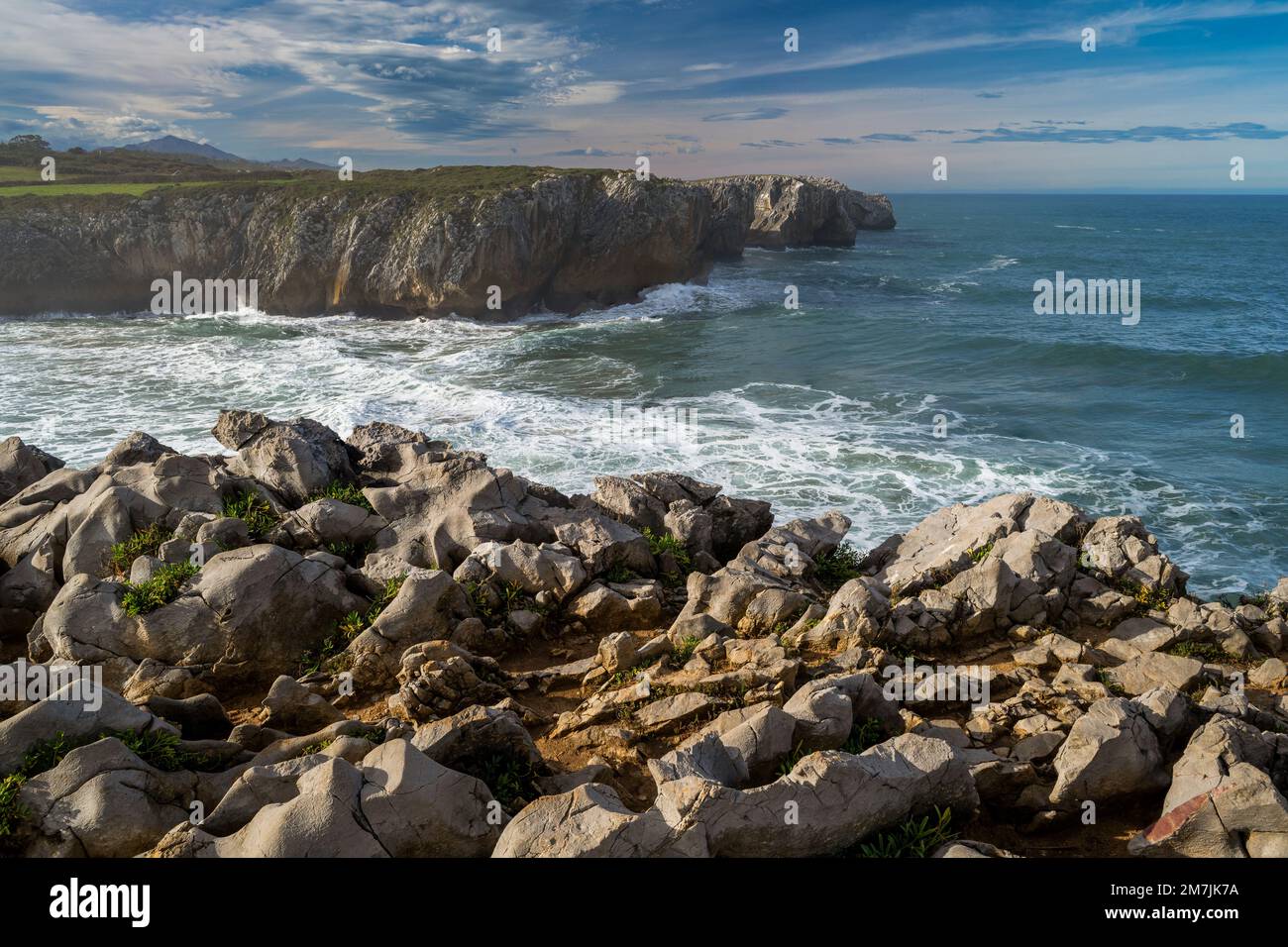 Scenic rocky cliff near Lllanes, Asturias, Spain Stock Photo - Alamy