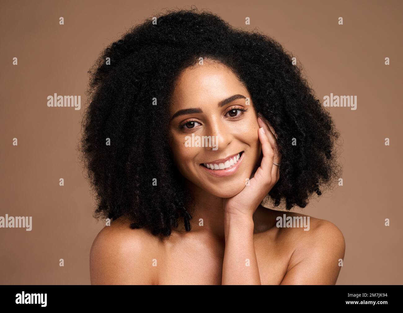 Black Woman Happiness Portrait And Skincare Beauty Afro Hair Care