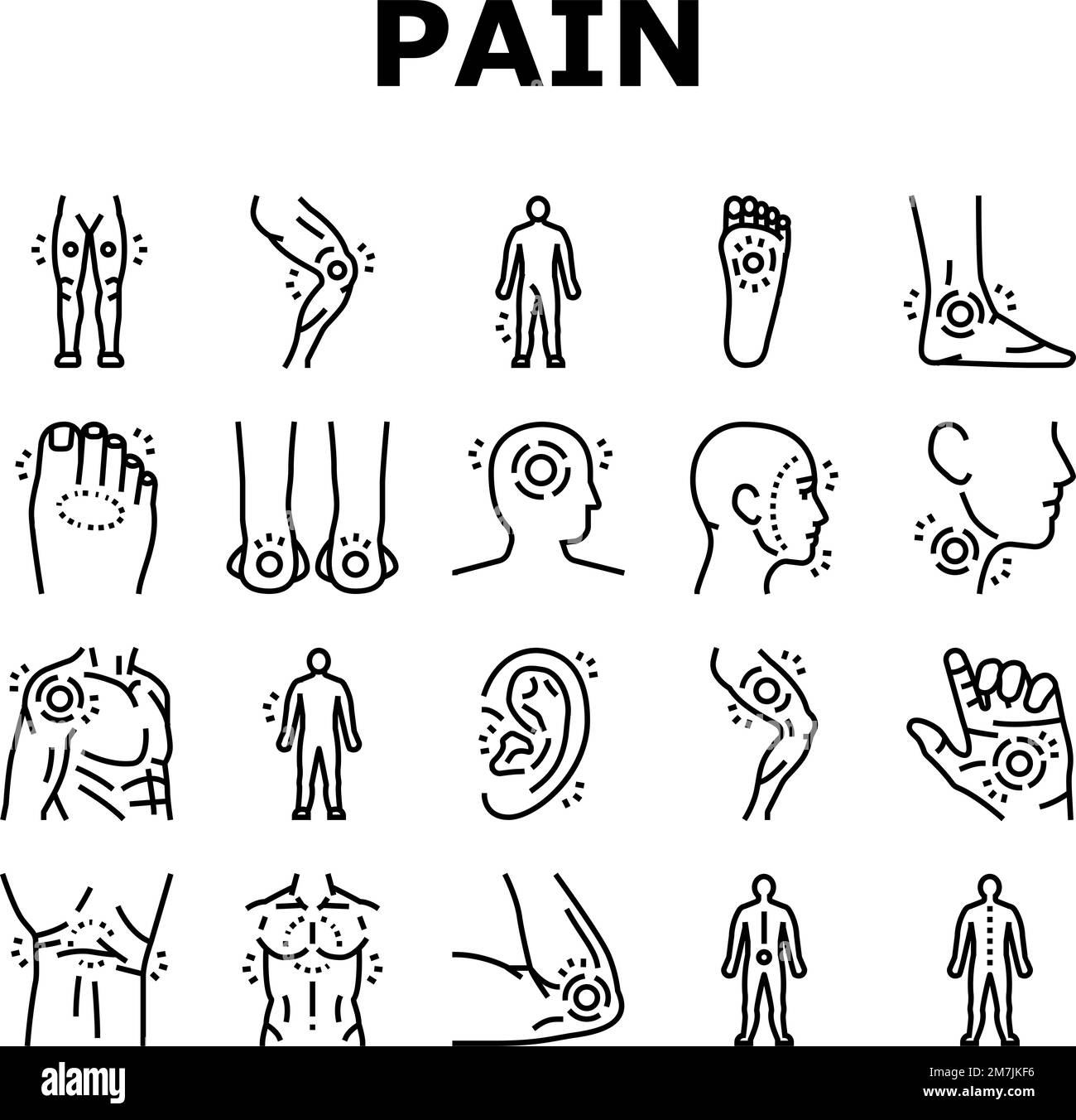 Pain body ache medical joint icons set vector health neck hi-res stock ...