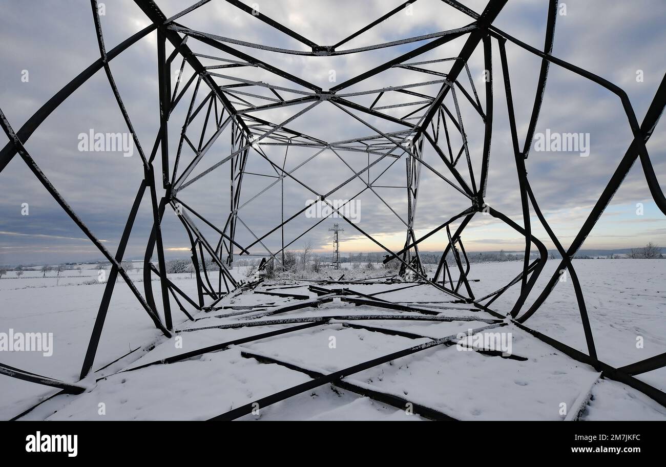 Removal of the 50-meter-high metal poles in Nove Mesto na Morave, Czech ...